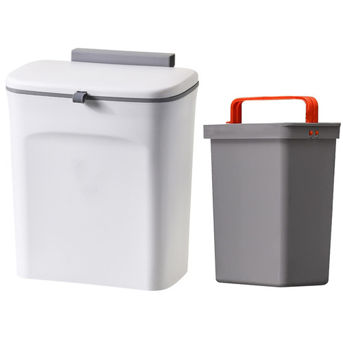 2 Piece Hanging Trash Bin Barrel Set
